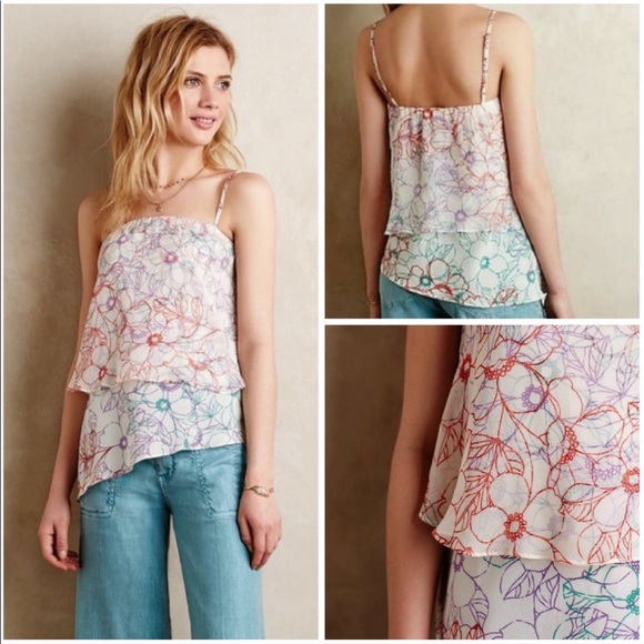 Anthropologie | Tops | Anthro Maeve Daisy Garden Silk Tank Nwt | Poshmark